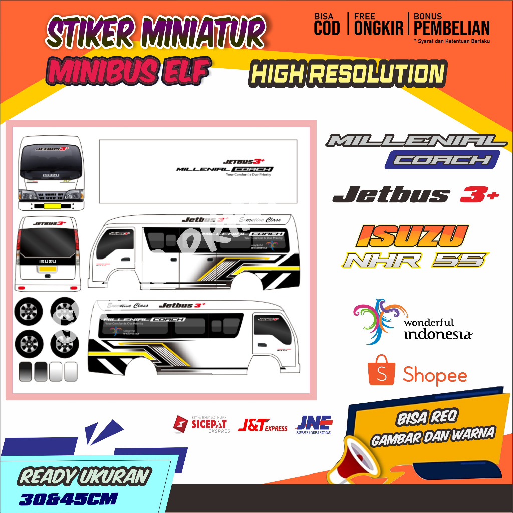 Jual Stiker Mainan Miniatur Minibus Elf NHR 55 (elf Macan) Uk. 30/45cm ...