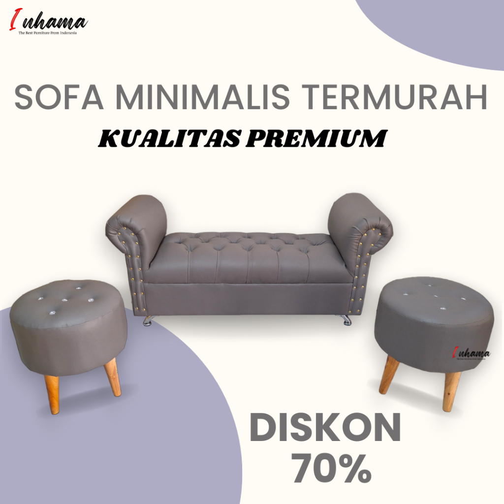 Jual SOFA BENCH OSCAR/ KULIT MINIMALIS CAROL + STOOL | Shopee Indonesia