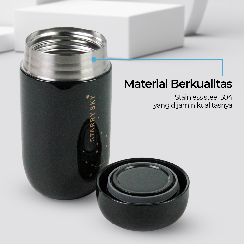 Jual Thermos Botol Minum Tumbler Panas Dingin Stainless Steel 200ml Black & White One Two Cups ...