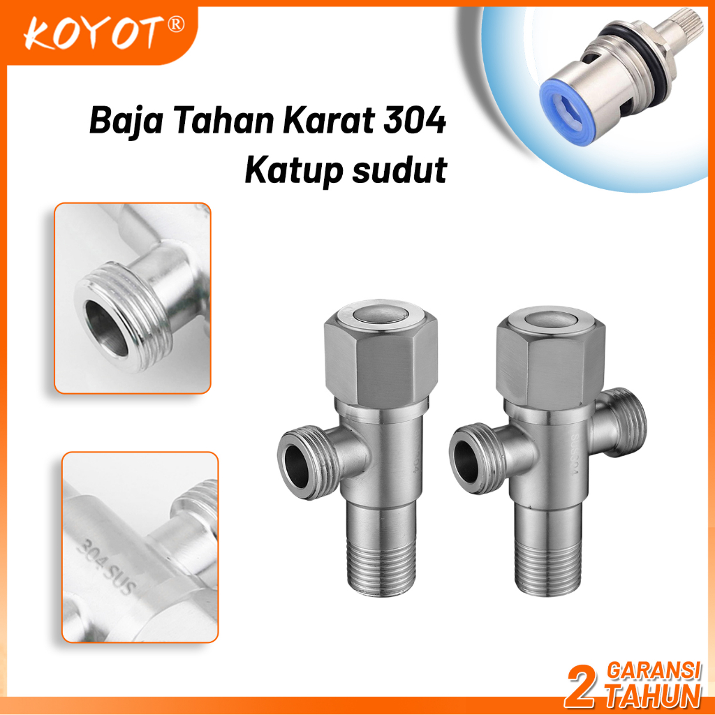 Jual KOYOT Stop Kran 1/2 Inch 304 Stainless Steel 1-2 Cabang T Angle ...
