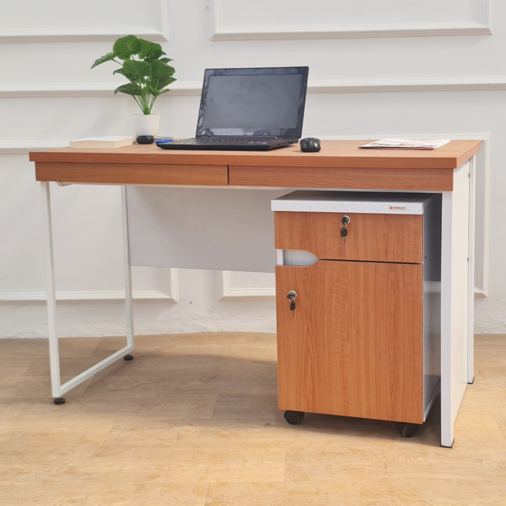 Jual MEJA KERJA BESI KAKI KOMBINASI MEJA BELAJAR 2 LACI REL MURAH ...