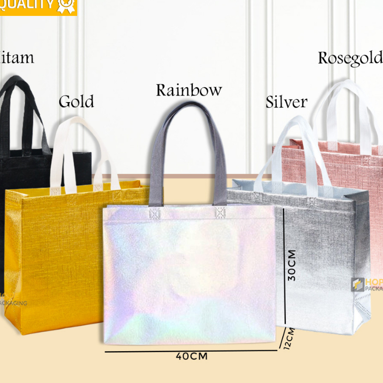 Jual Goodie Bag Laminasi Metalik Glossy SIZE M dan L / Tas Spunbond ...