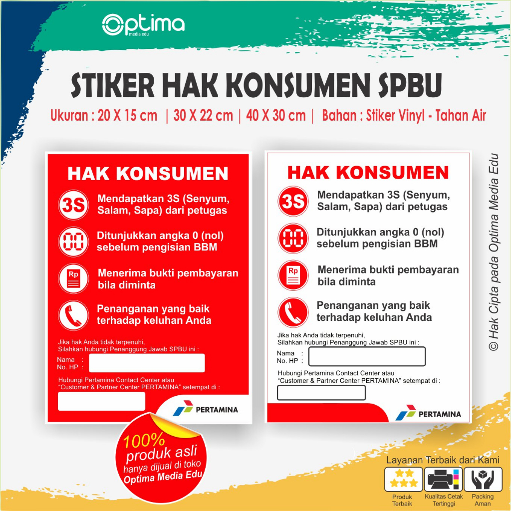Jual Stiker Hak Konsumen pada SPBU | Shopee Indonesia