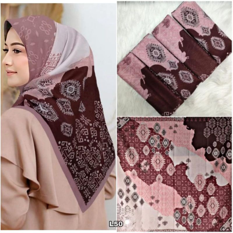 Jual Hijab Segi Empat Motif Mewah Terbaru Lasercut Voal Premium L50 | Shopee Indonesia