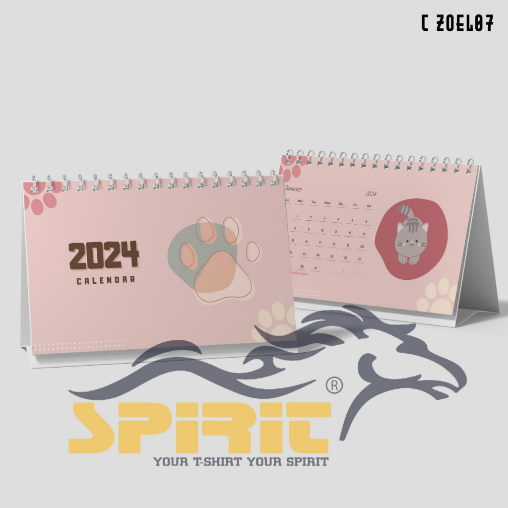Jual kalender 2024 aesthetic cute calender motif kucing spiral hard ...