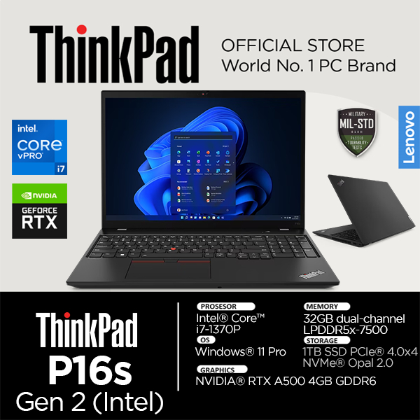 Jual Lenovo Thinkpad P16s Gen 2 Workstation OLED I7 1370P 32GB RTX A500 Quadro 4K 16 Inch UHD ...