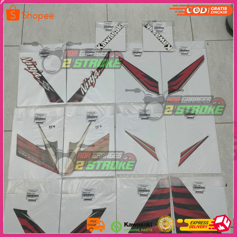 Jual STRIPING STICKER FULL BODY FULL SET NINJA 150 SS ZEBRA MERAH 2014 ...
