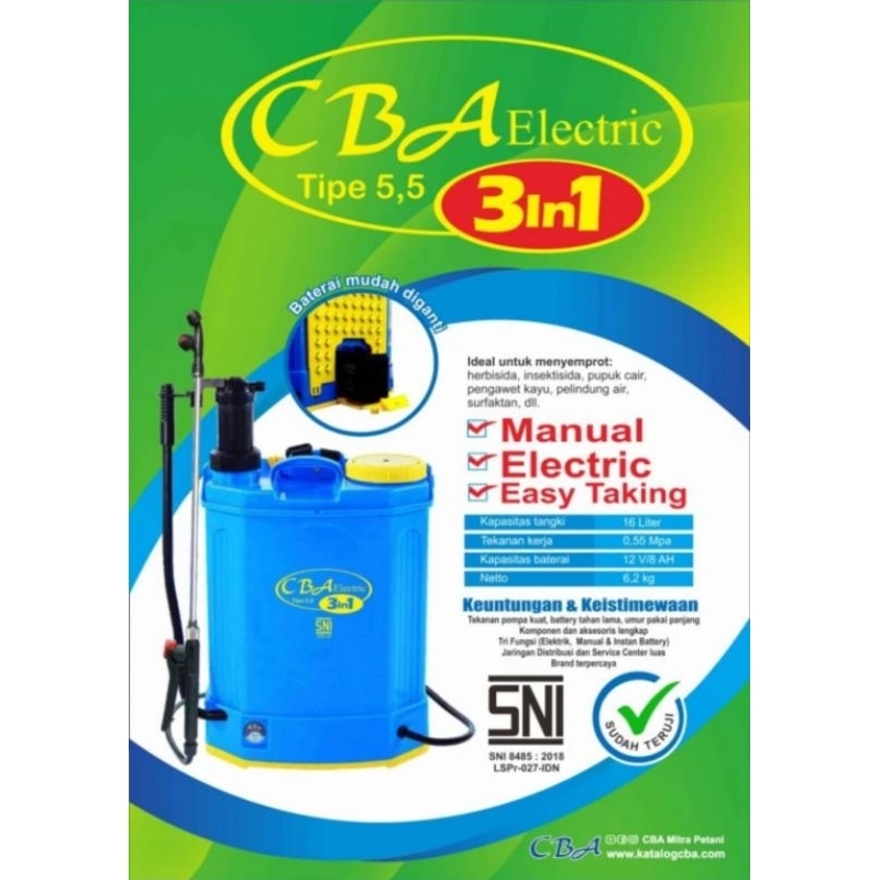 Jual Sprayer Elektrik Manual 16 Liter CBA 3in1 Type 5.5 - Tangki Semprotan Tanaman Double Fungsi ...