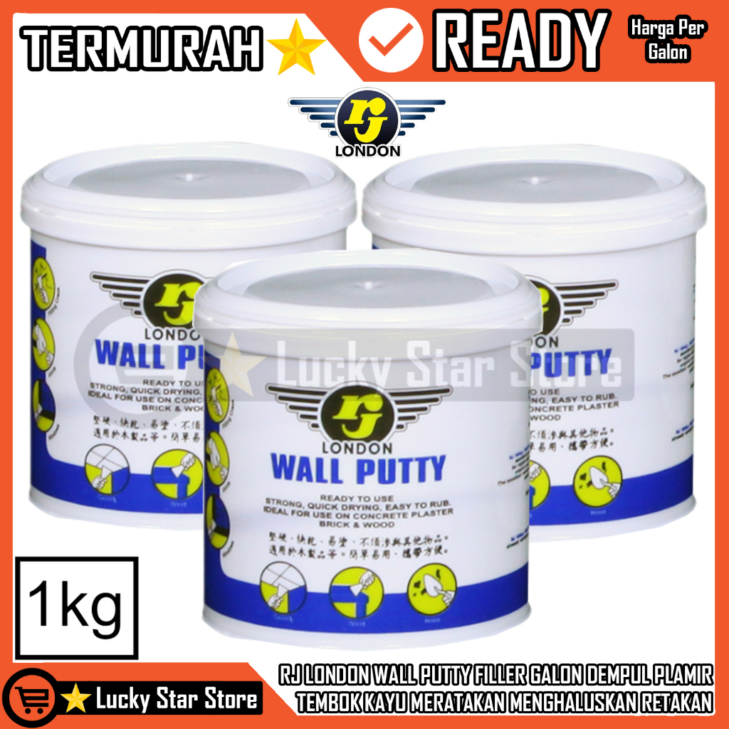 Jual RJ LONDON WALL PUTTY FILLER GALON 1 KG KILOAN KILO DEMPUL PLAMIR ...