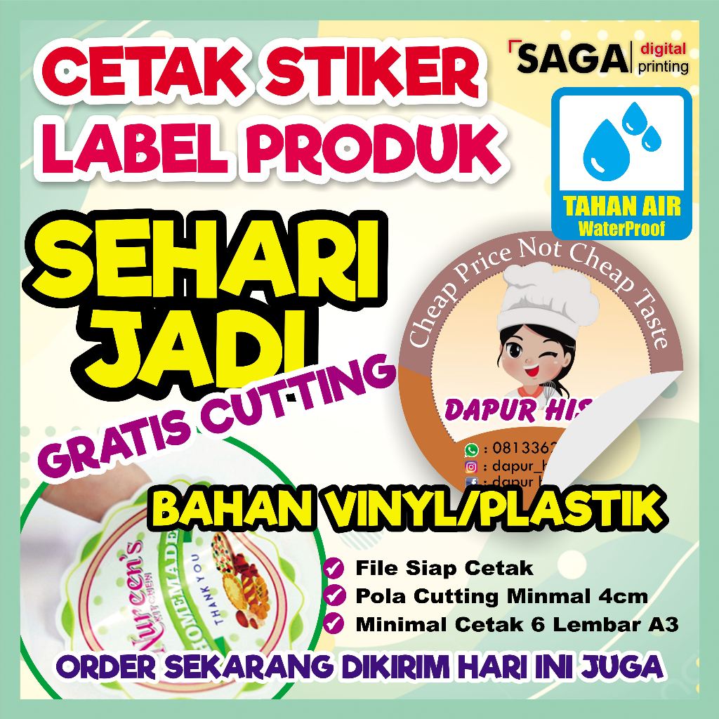 Jual Cetak Stiker VINYL PLASTIK TAHAN AIR Label/ minuman/ Kemasan ...