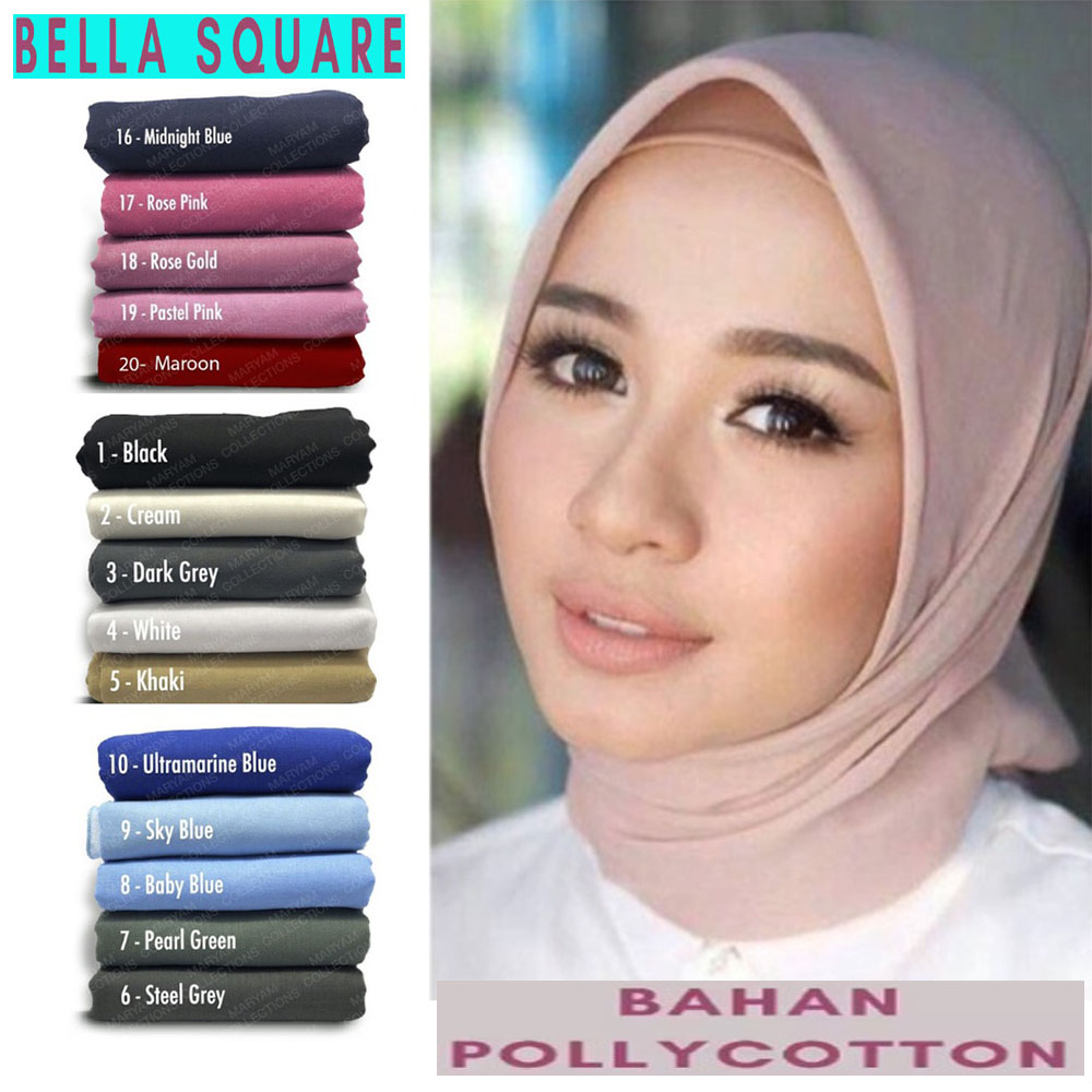 Jual Hijab Bella Square Jilbab Segi Empat Warna Lengkap | Shopee Indonesia