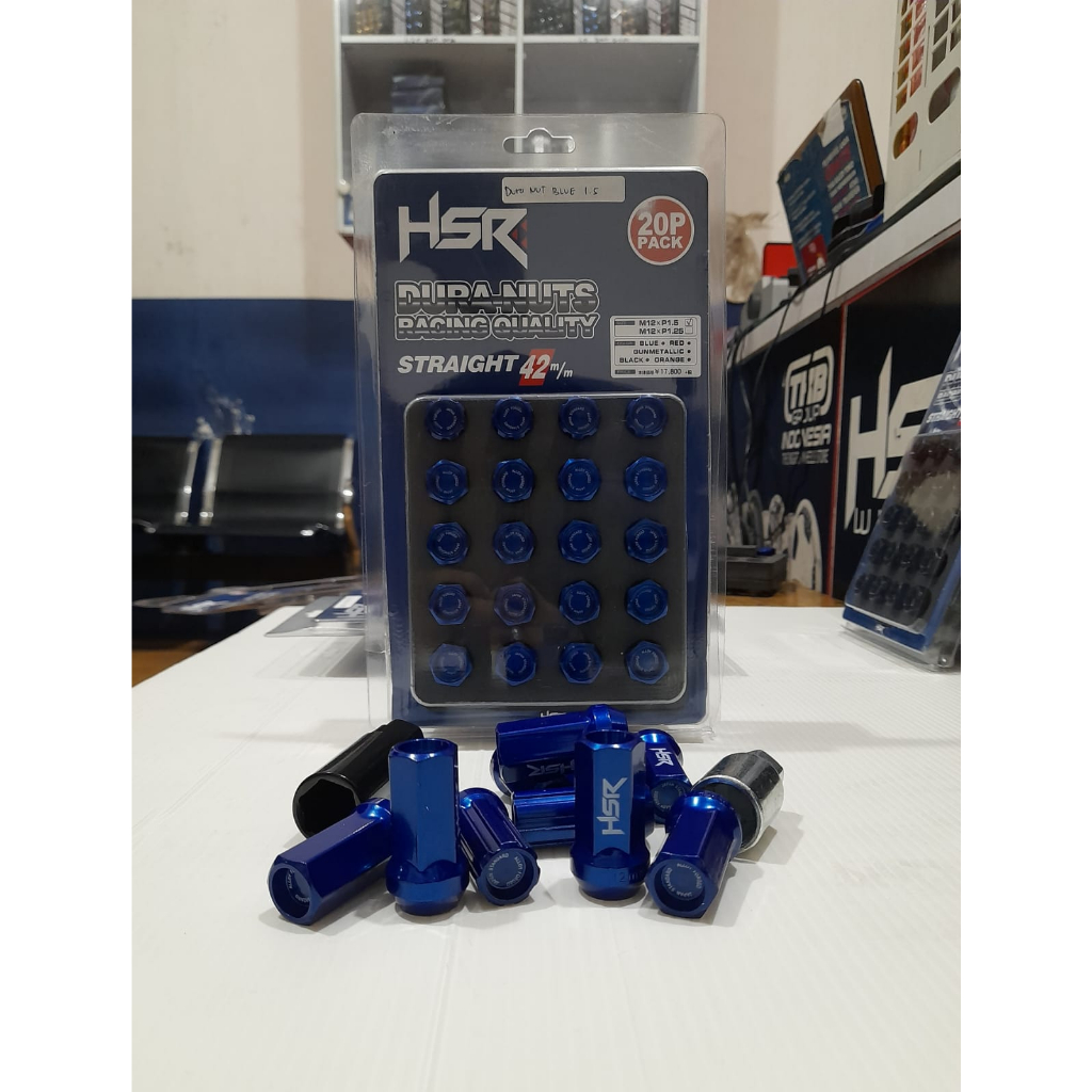 Jual Baut Mur Roda Variasi HSR Wheel Racing Ukuran 17X1,5 Duranut Blue ...