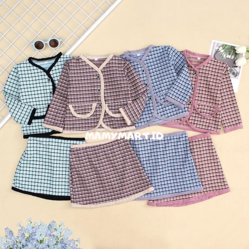 Jual Setelan Rok Blazer Bahan Tweed Korean Lolly Set || Setelan Blazer ...