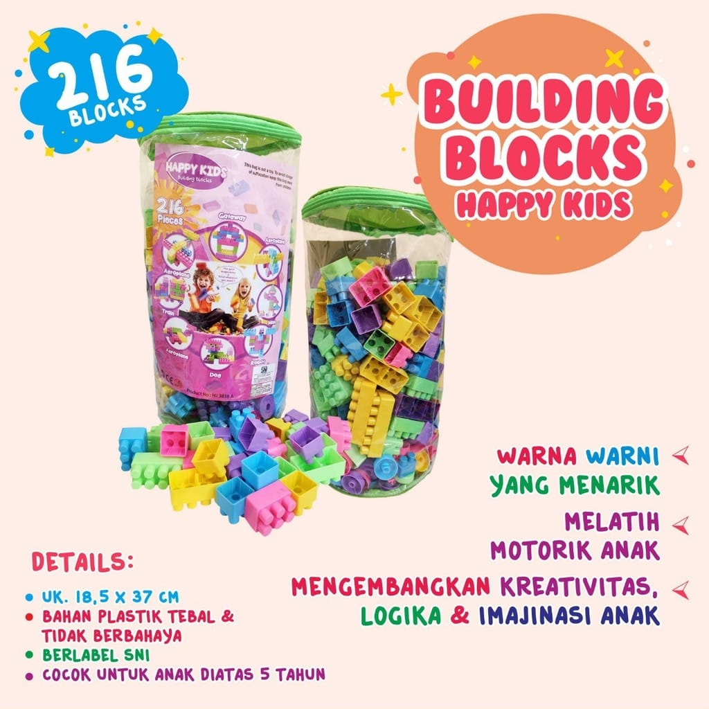 Jual Happy Kids Mainan Anak Edukasi Building Block LEGO BLOCK GOLDKIDS ...