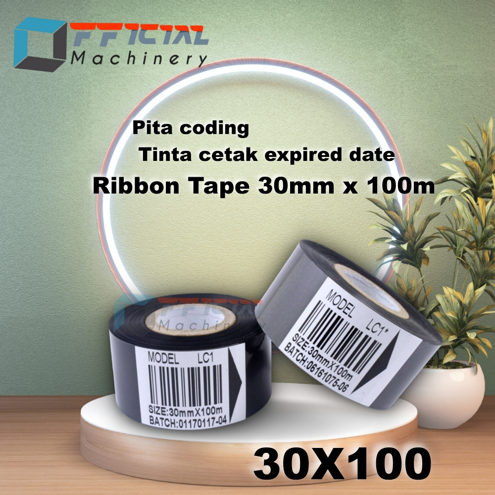 Jual Ribbon Tape 30mm x 100m LC1 tinta pita mesin coding Cetak Expired ...