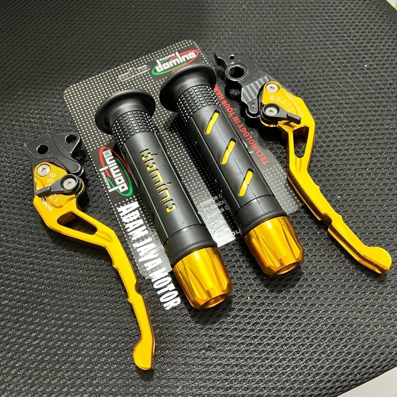Jual Paket 3in1 Handgrip Domino + Jalu stang full cnc + Handle rem ...