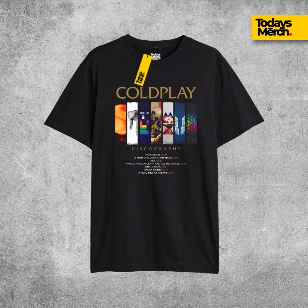 Jual Todays Merch / Kaos Band Britpop / Coldplay Discography | Shopee ...