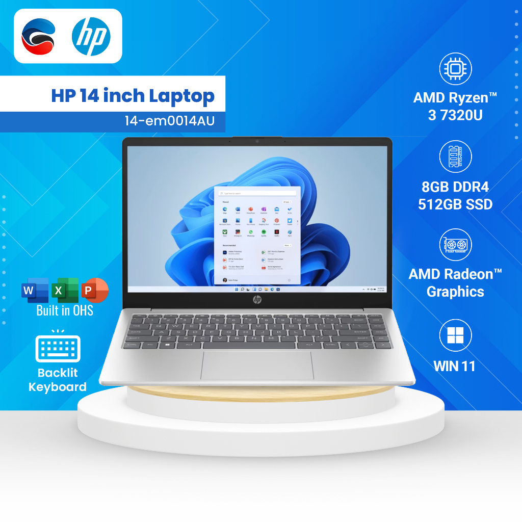 Jual HP Laptop 14-em0014AU AMD Ryzen 3-7320 / 8GB / 512GB / Win11 ...