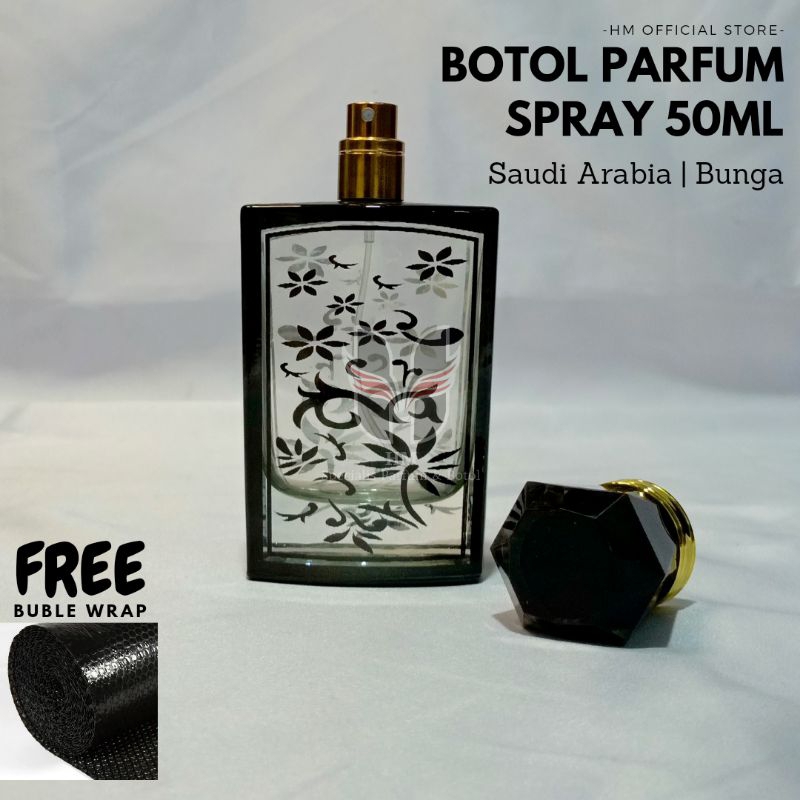 Jual Botol Parfum Spray Kaca 50ML Model Saudi Arabia Motif Bunga ...