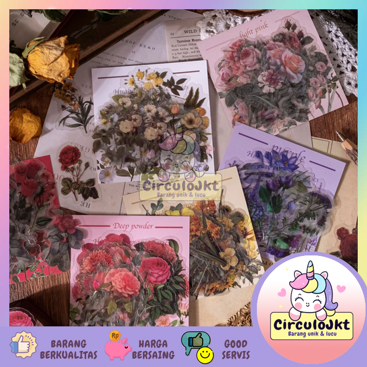 Jual 40 PCS Flower Jewelry Sticker Diary Pack Deco Diary Kit Vintage ...