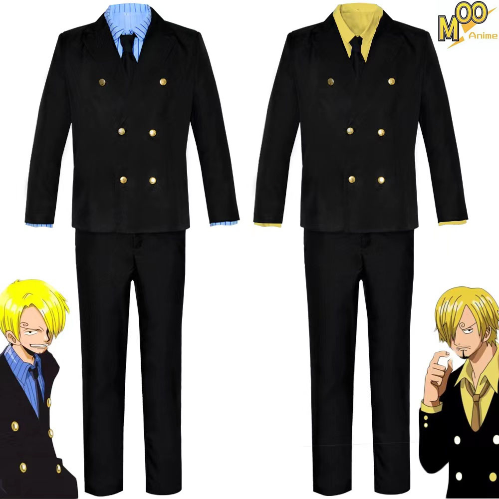 Jual ONE PIECE cosplay costume Sanji cosplay Set and wig Halloween ...
