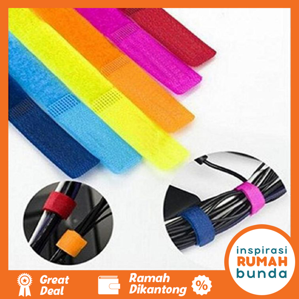 Jual Velcro Strap Cable Pengikat Penjepit Merapikan Kabel Clip Hook ...