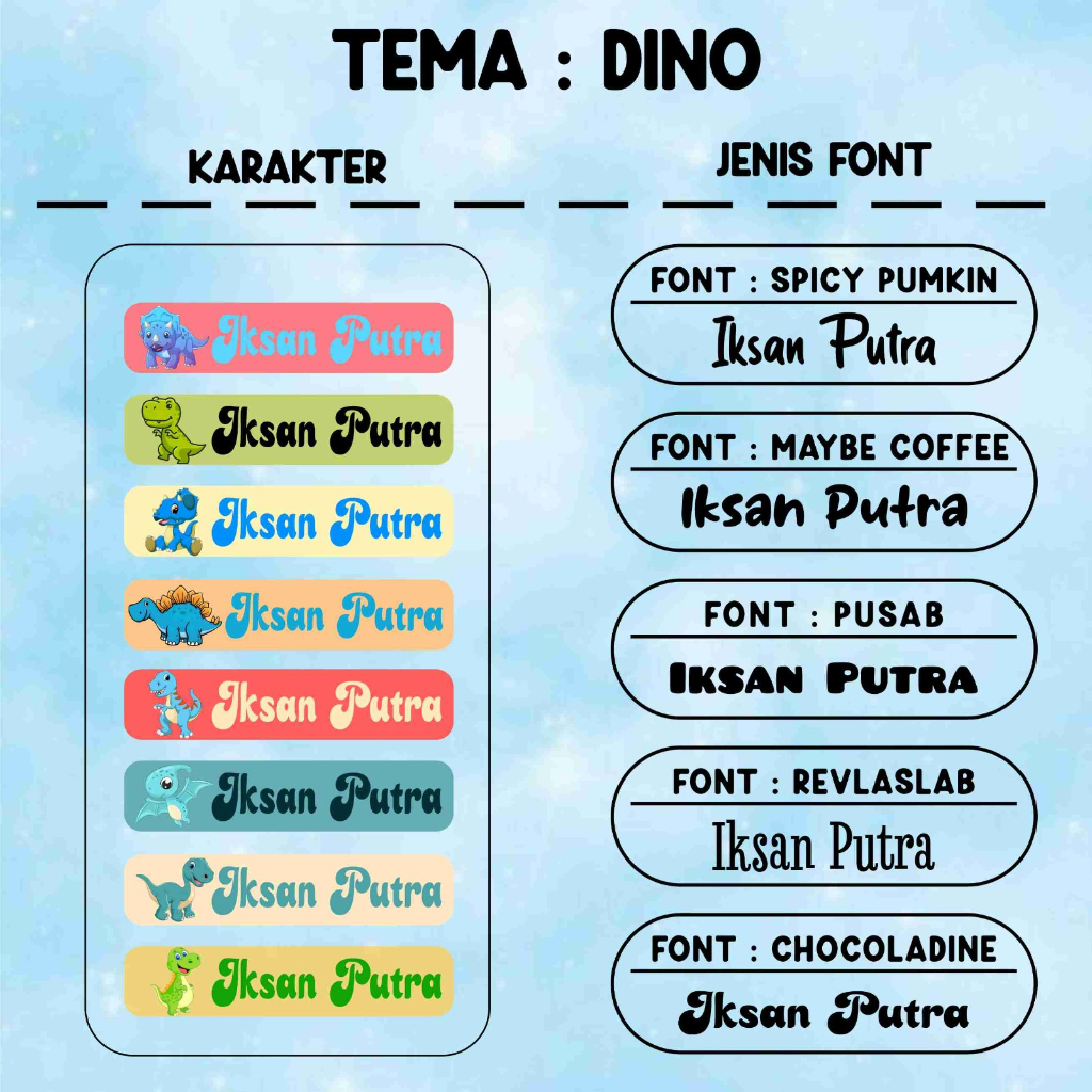 Jual Stiker Label Nama Anak Custom Ukuran Kecil isi 108 pcs Waterproof ...