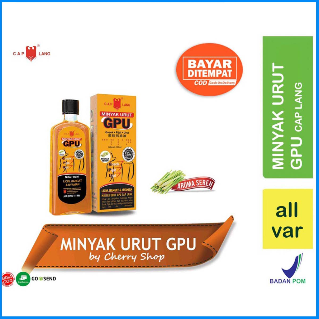 Jual [30ML | 60ML] [BPOM] Minyak Urut Cap Lang GPU SEREH 30ml | 60ml ...