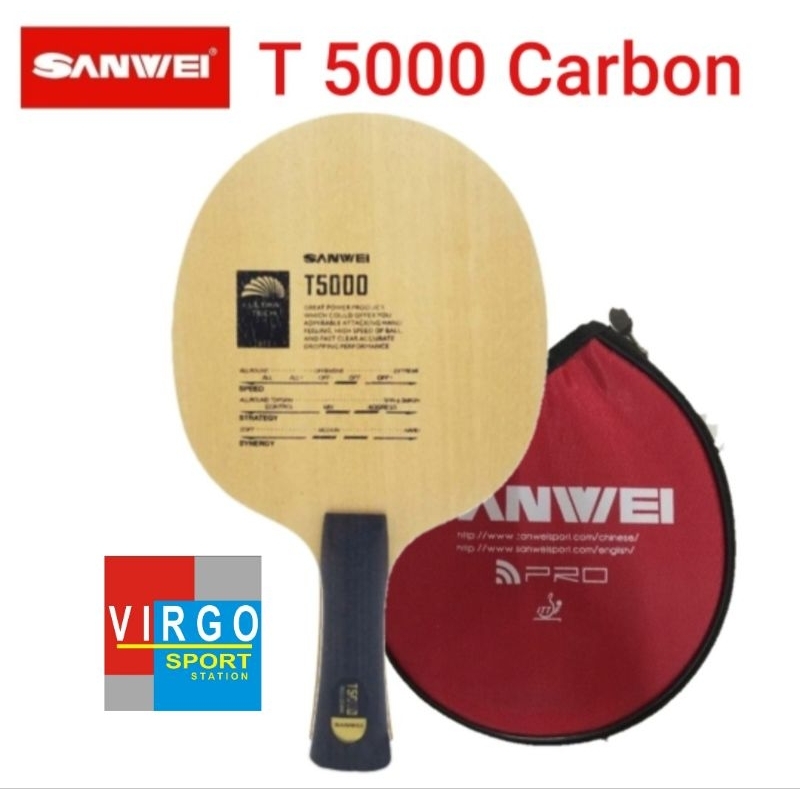 Jual Sanwei T5000 Carbon kayu blade bet pingpong 100%Original | Shopee Indonesia