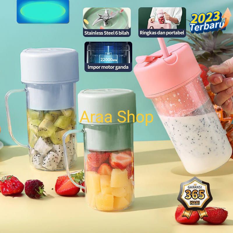 Jual Cup Mug Blender Jus Portable + Sedotan 420ml Di Cas / Blender ...
