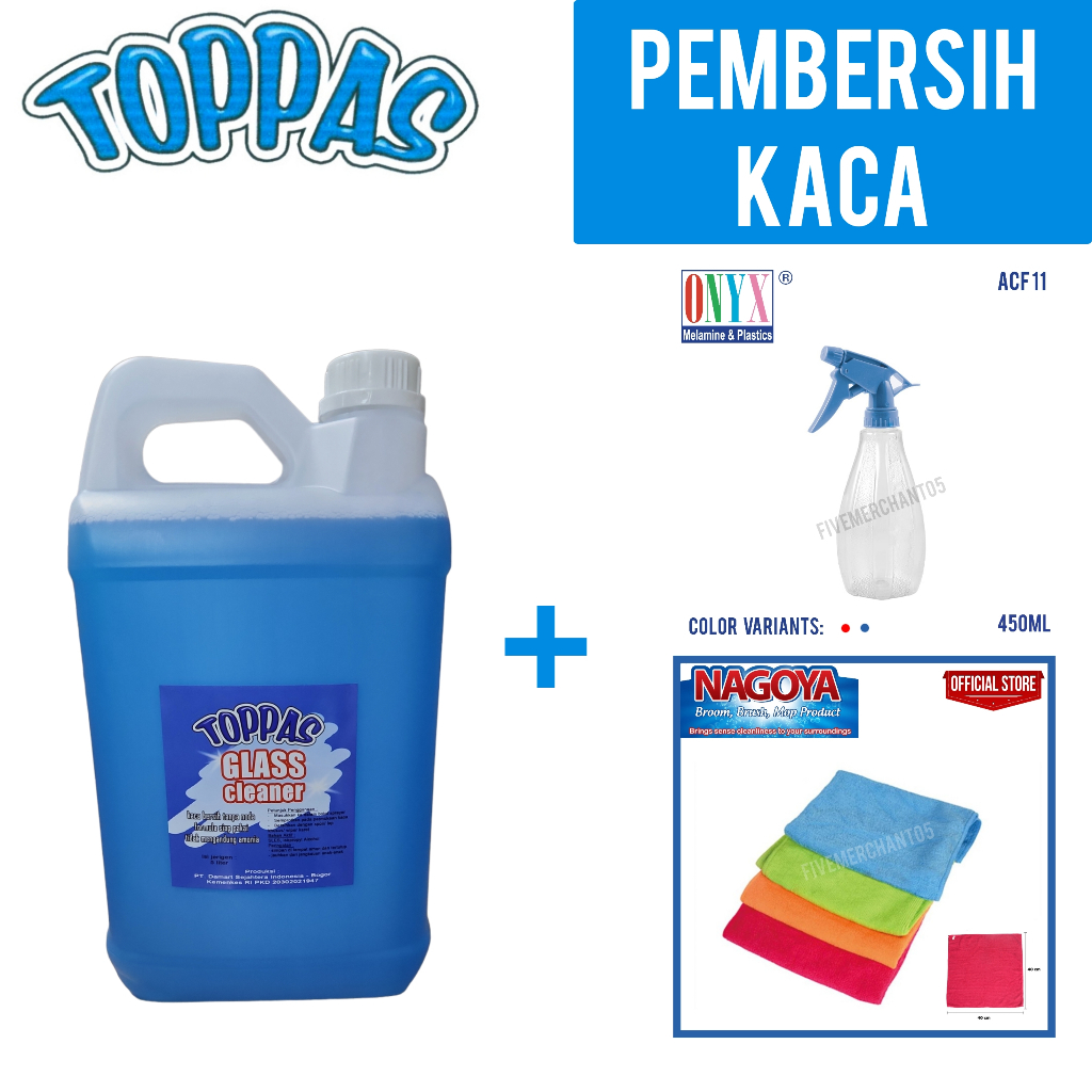 Jual Pembersih Kaca Toppas 5 Liter Jerigen Glass Cleaner 5 L Cairan ...