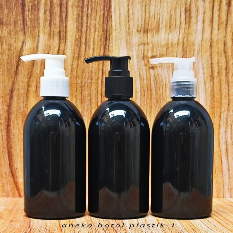 Jual Botol Pump 250ml Htam Pet Tebal / Botol Sabun Cair 250ml Model Oval Pet Hitam Tutup Pump ...