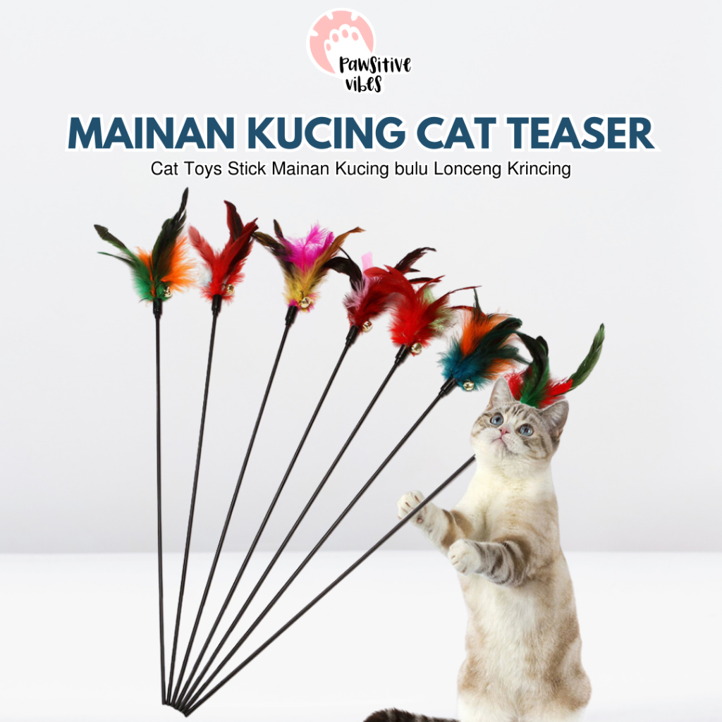 Jual Mainan Kucing Cat Teaser Cat Toys Stick Mainan Kucing bulu Lonceng ...