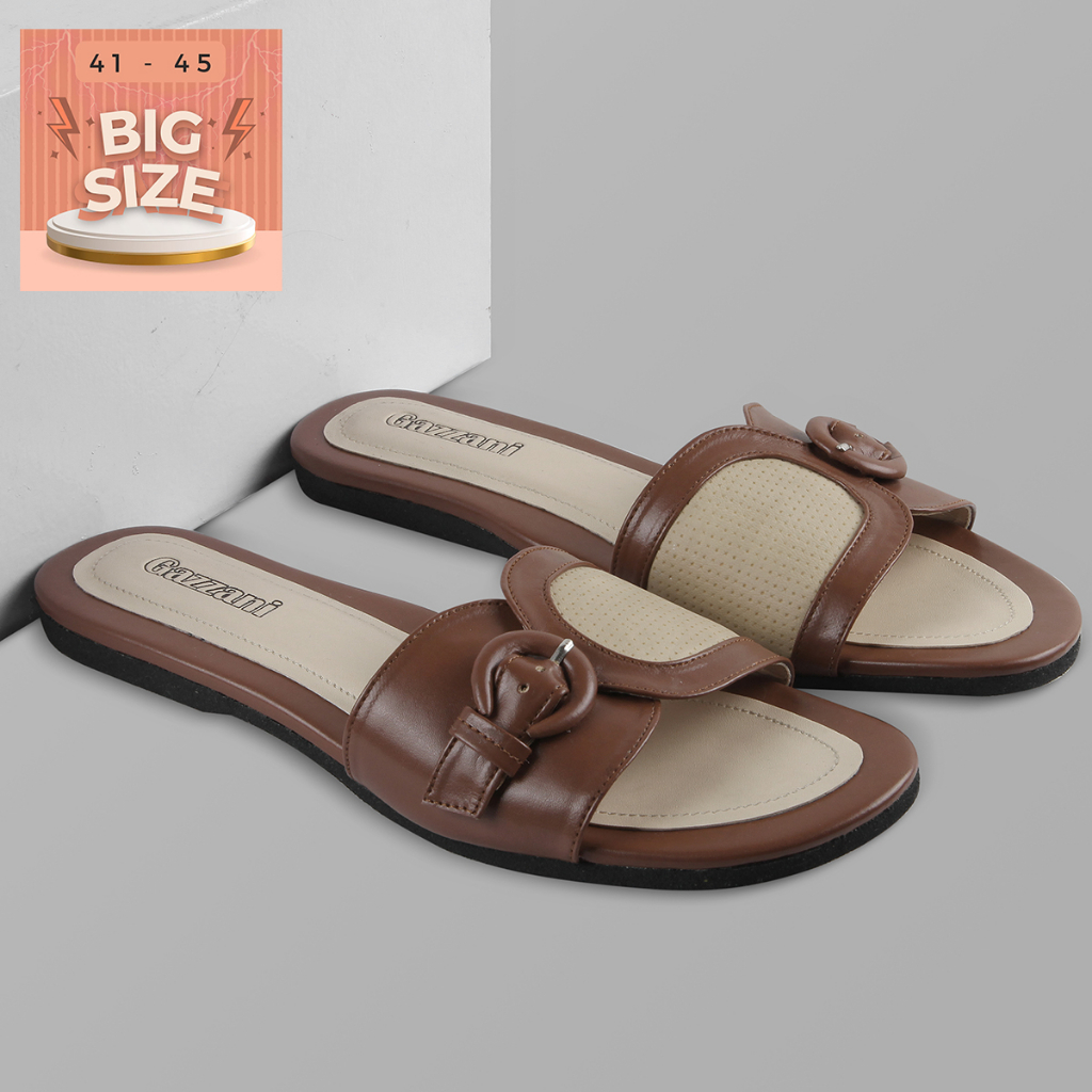 Jual BIGSIZE Oversize Sandal Flat Wanita 45 44 43 42 41 Sol Karet ...