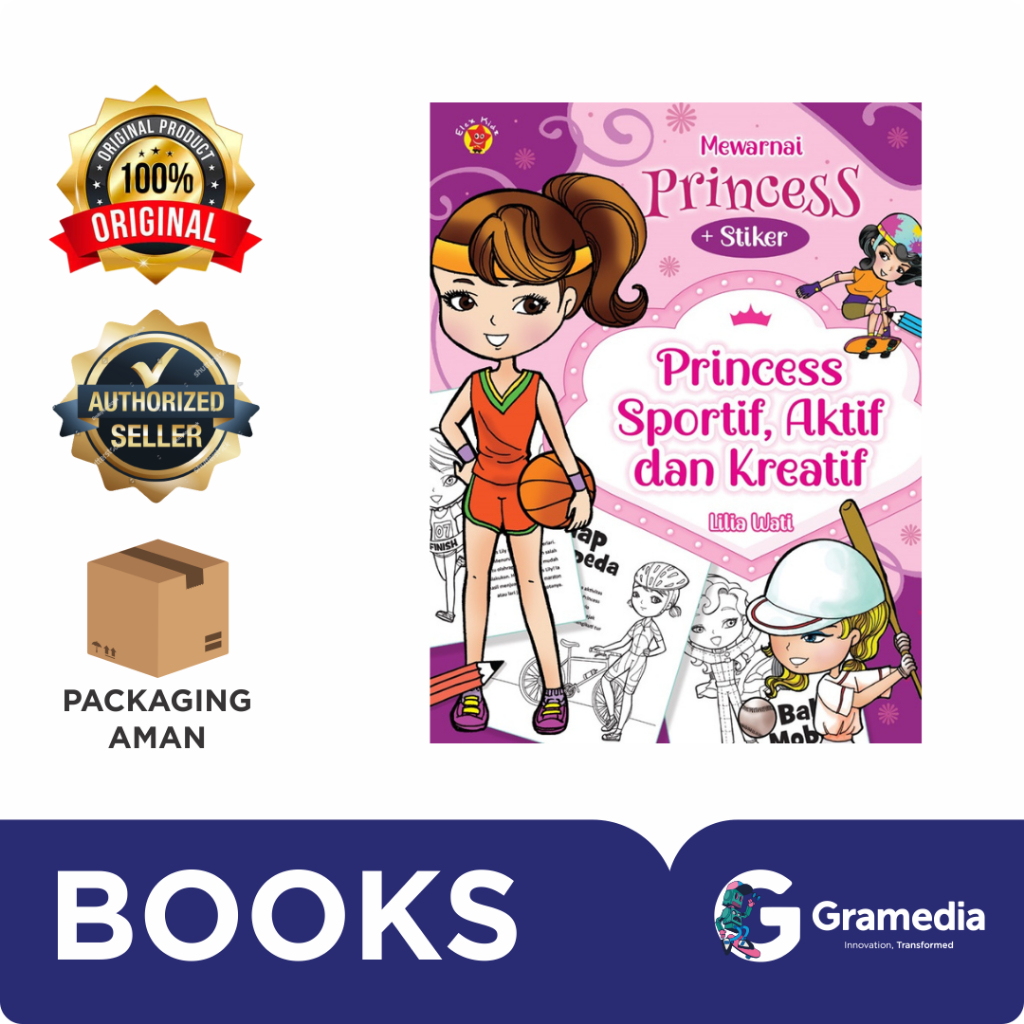 Jual Gramedia Bandung - Mewarnai Princess + Stiker: Princess Sportif, Aktif, dan Kreatif ...