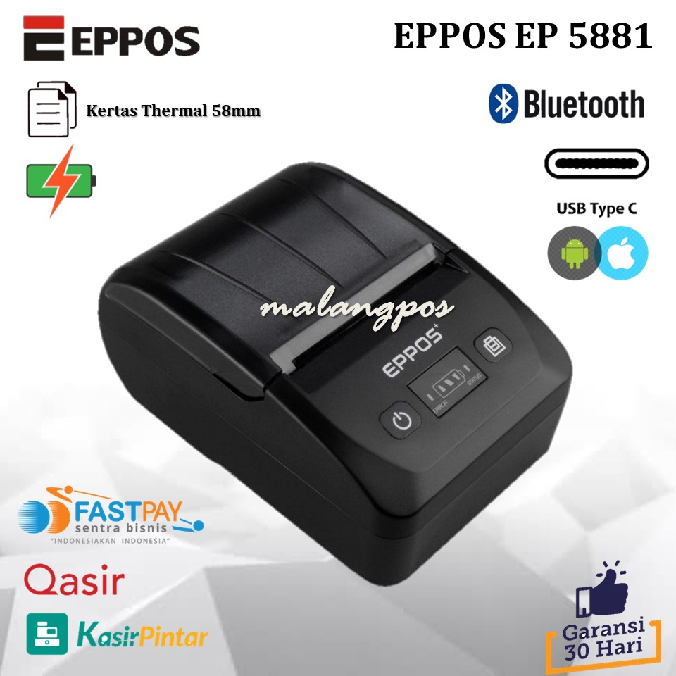 Jual Mini Printer Portable Bluetooth EPPOS EP58 Series 58mm Print Struk PPOB | Shopee Indonesia