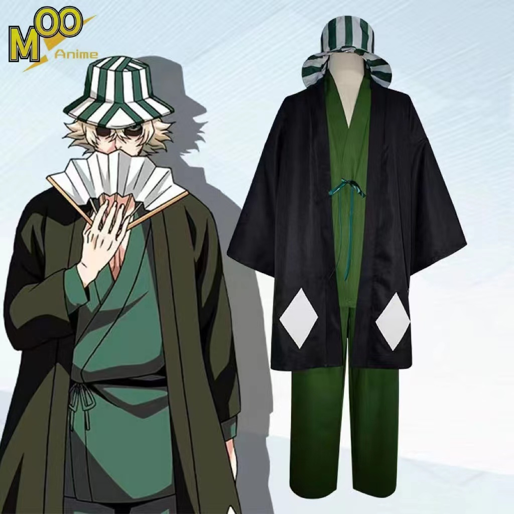 Jual Anime BLEACH Cosplay Urahara Kisuke Set Costume Hat Cos kimono ...