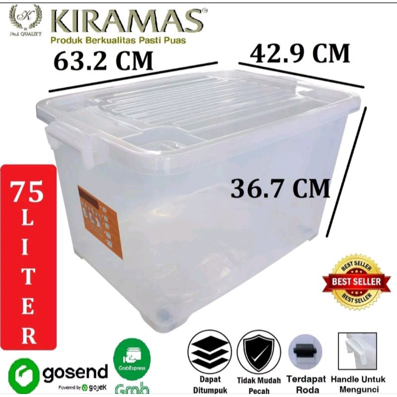Jual BOX CONTAINER KIRAMAS 75 LITER / Box kontainer dengan roda / 1039 ...