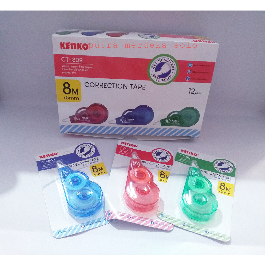 Jual TIPEX, TIPEX KERTAS, TIPEX PITA, CORRECTION TAPE KENKO | Shopee ...