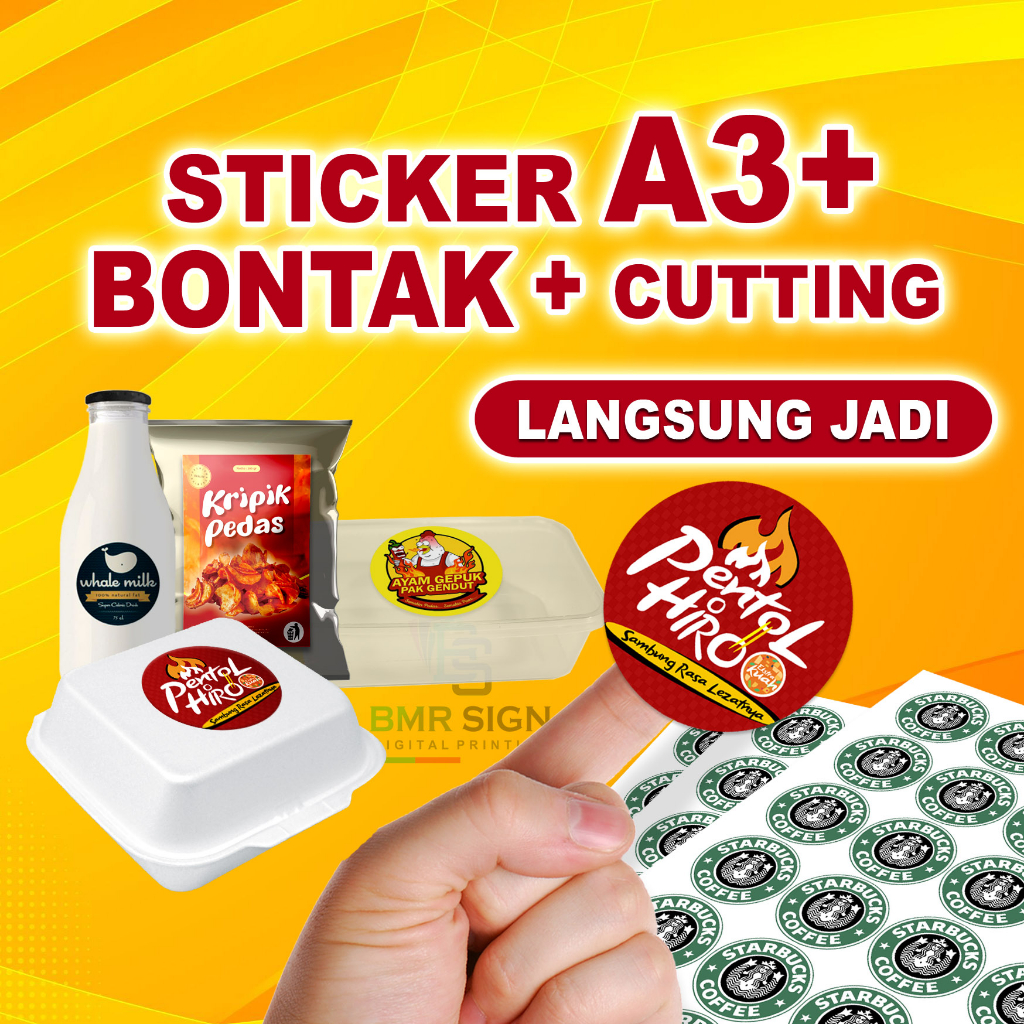 Jual Cetak stiker custom Cutting A3+ Bontak / Kromo / sticker label / sticker custom | Shopee ...