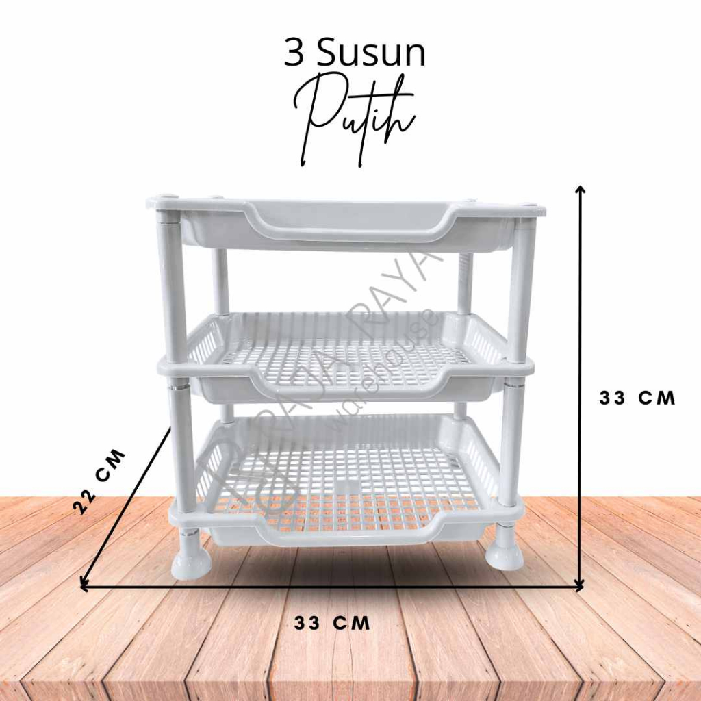 Jual Rak Segi Empat Serbaguna 3 susun plastik 3 tingkat Rack Tempat ...