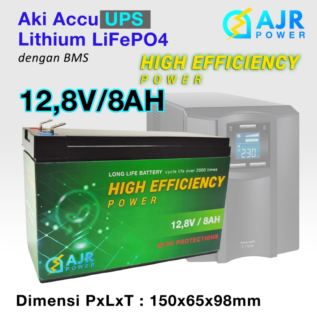 Jual AKI ACCU Lithium LiFePo4 6DFM8 AJR POWER Sepeda Listrik UPS ...
