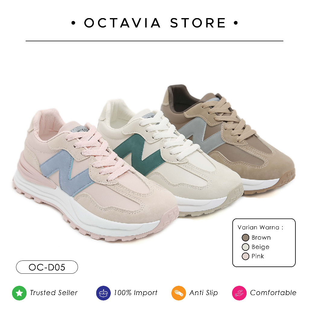 Jual OCTAVIA SHOES Sepatu Sneakers Casual HighSole Wanita N Series #OC-D05 | Shopee Indonesia