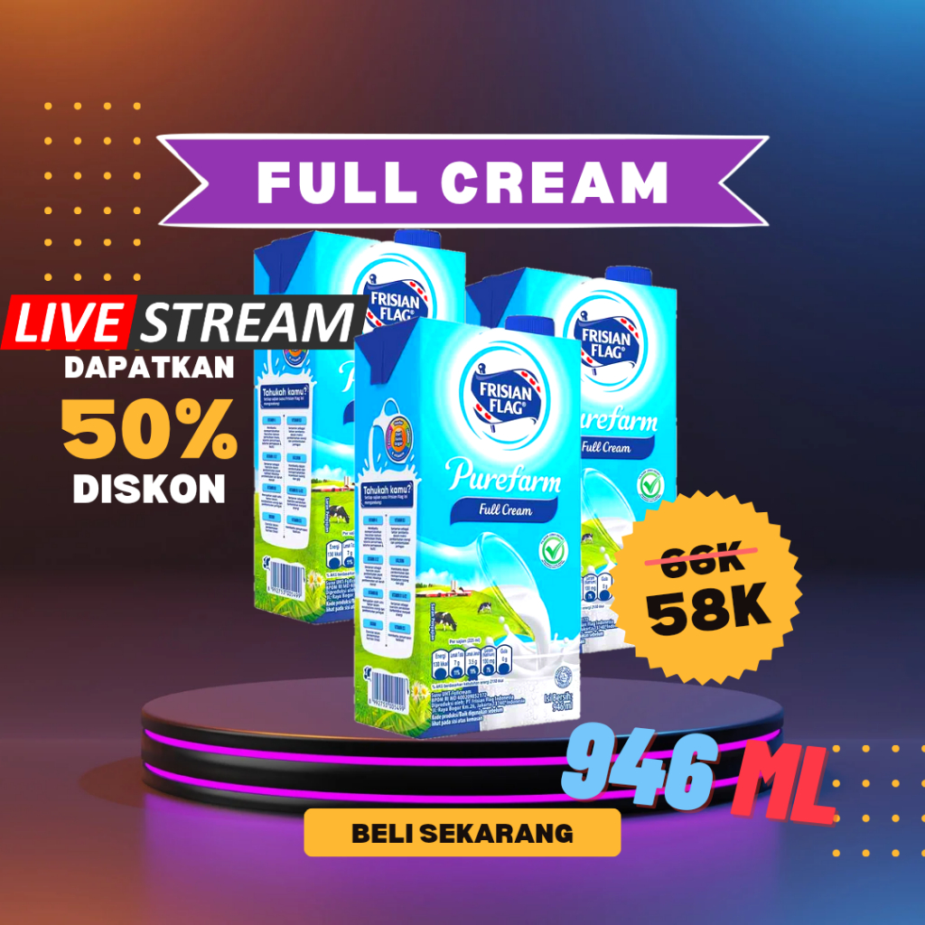 Jual [BUNDLING 3 PCS] Susu Frisian Flag Family UHT Full Cream 946 ml x 3 pcs | Shopee Indonesia