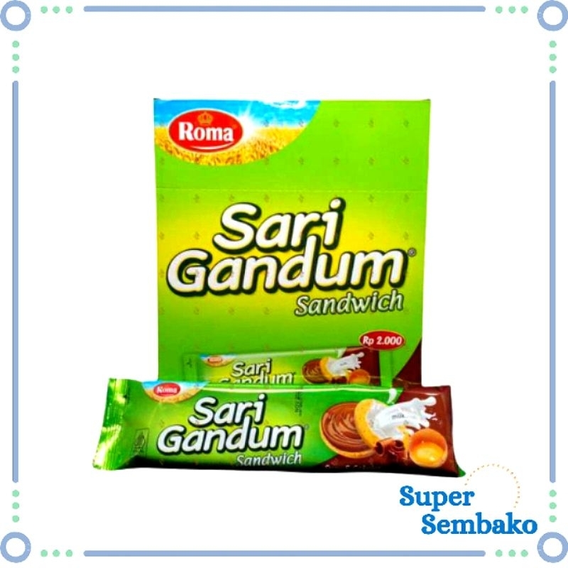 Jual SNACK BISKUIT SARI GANDUM SANDWICH SUSU Cokelat 39gr ISI 12 ...
