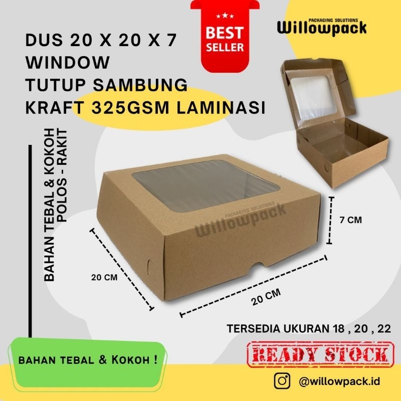 Jual DUS 20x20x7 WINDOW BOX NASI KRAFT LAMINASI ROTI BERKAT CATERING ...