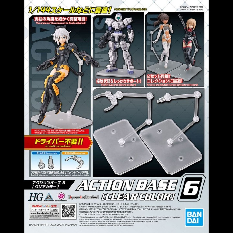 Jual Action Base 6 Clear Color model Kit Stand Base Gundam Figure 30MM ...