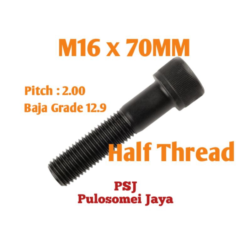 Jual Baut L Baja M16 x 70 / Socket Head Kunci L Grade 12.9 / HT | Shopee Indonesia