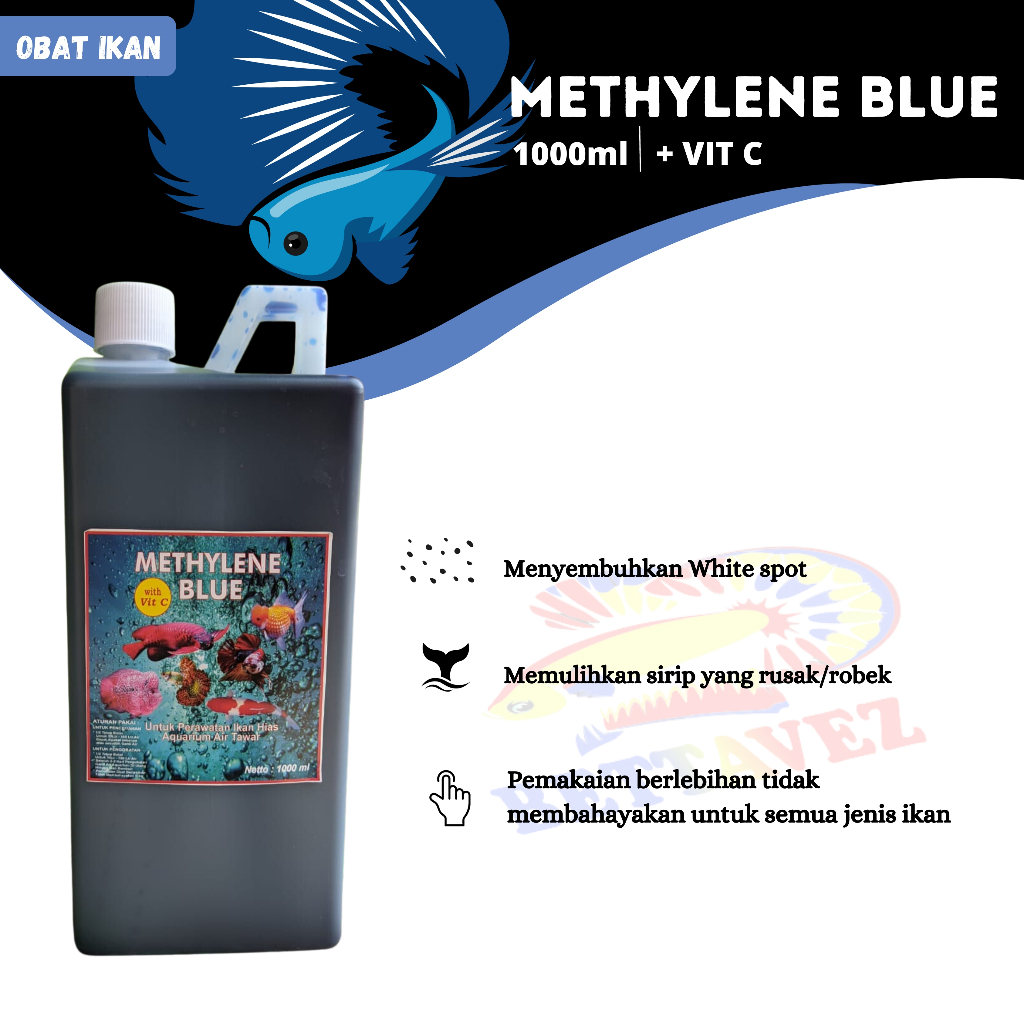 Jual METHYLENE BLUE + VITAMIN C 1000ML / 1 LITER OBAT BIRU / BLITZ ICHT OBAT UNTUK SEMUA JENIS ...