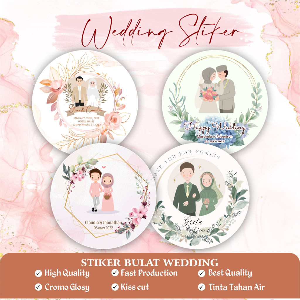Jual Stiker Wedding Pernikahan Muslim Bulat Custum | Stiker Souvenir ...